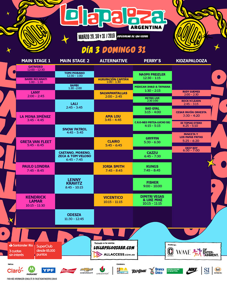 Lollapalooza Argentina confirma los horarios de su 6ta edicion – Zarpado